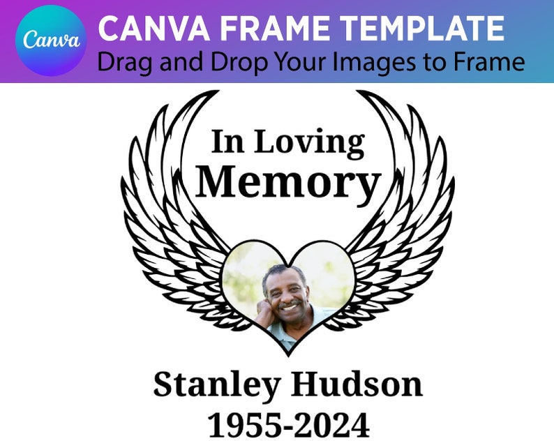 In Loving Memory Canva Frame Memorial Loss Digitaltemplate - Etsy