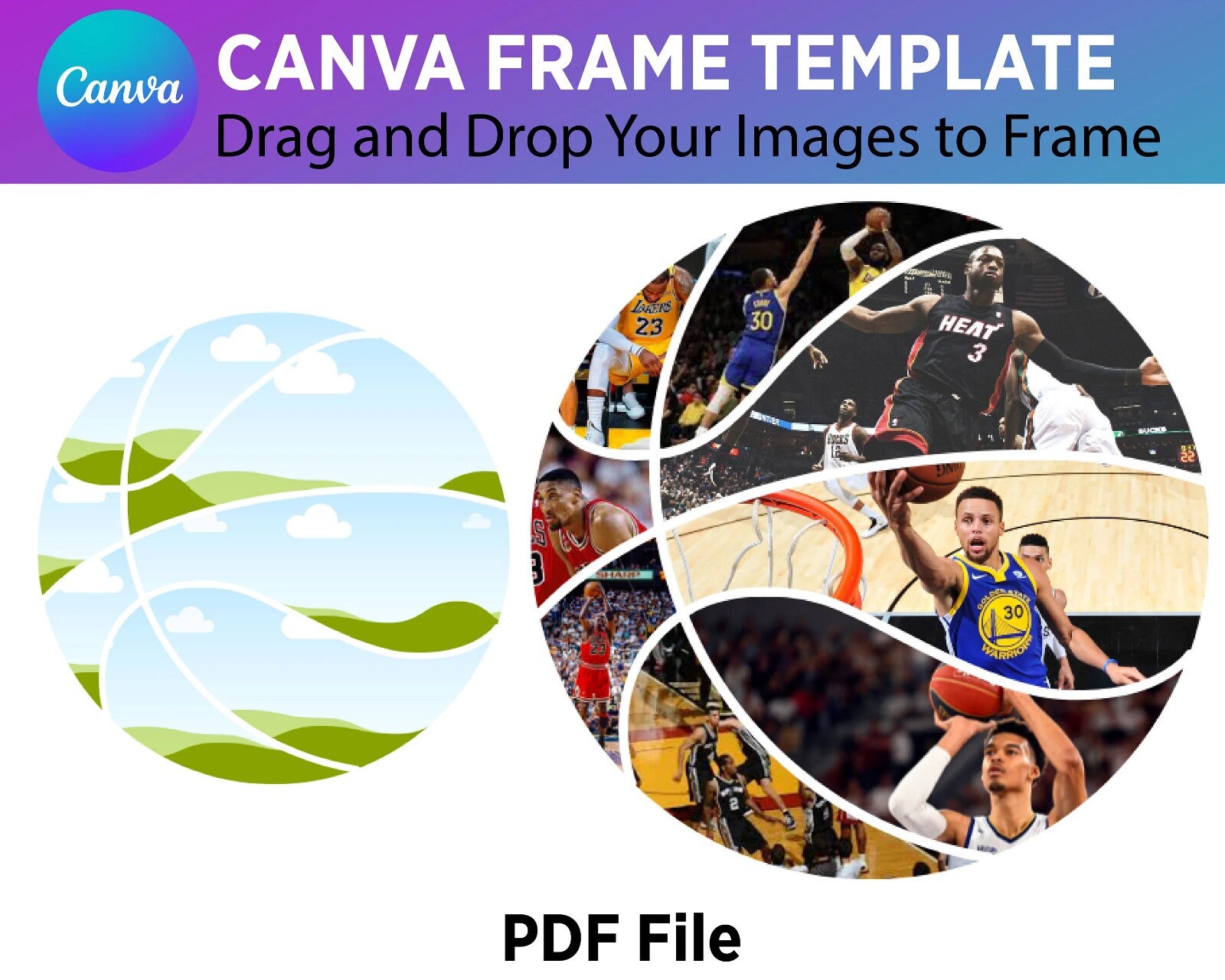 Editable Basketball Canva Frame Template Pdf Photocollage - Etsy