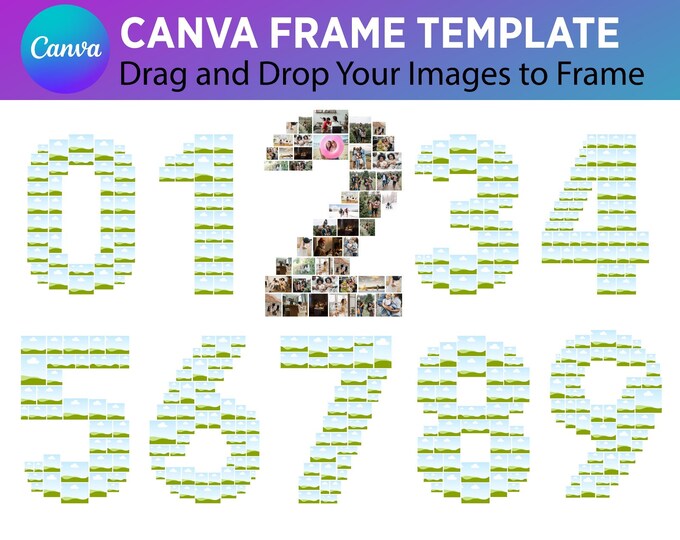 Numbers Photo Collage Canva Frame Template 0 1 2 3 4 5 6 7 8 9 Birthday ...