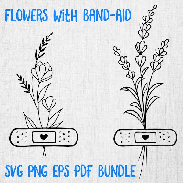 Flowers With Band Aid Svg - Etsy