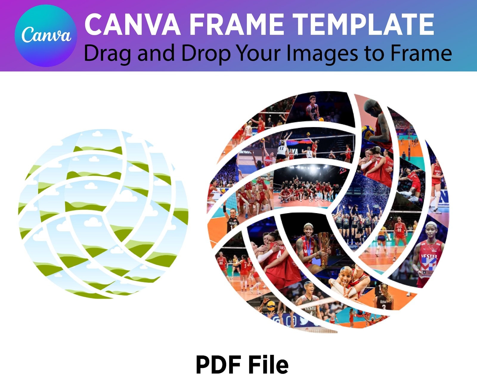Editable Volleyball Canva Frame Template Pdf Photocollage - Etsy