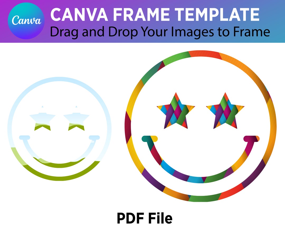 Editable Retro Smileys, Flowers and Checks Canva Frame, Template Design ...