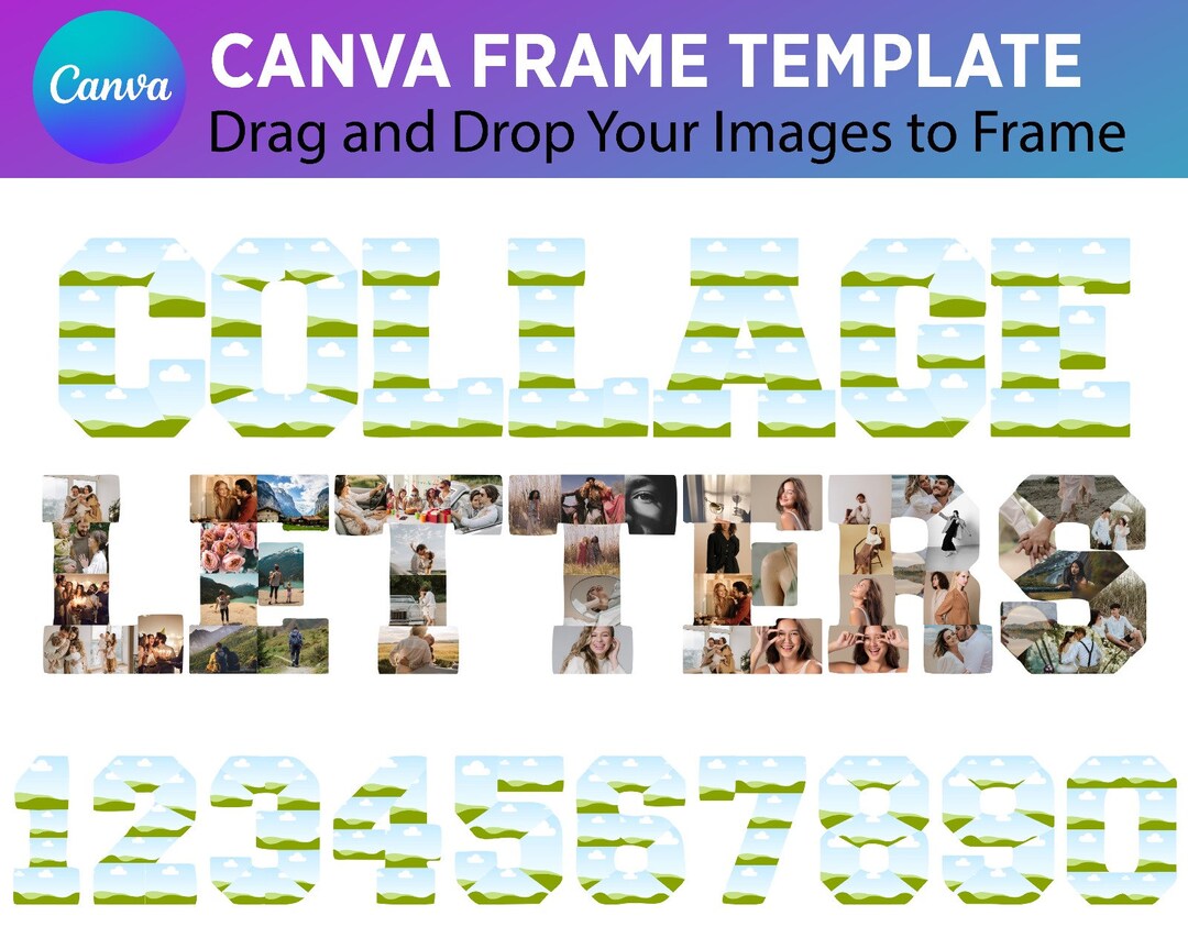 Customizable Alphabet Photo Collage Canva Frames, Easy Drag and Drop ...