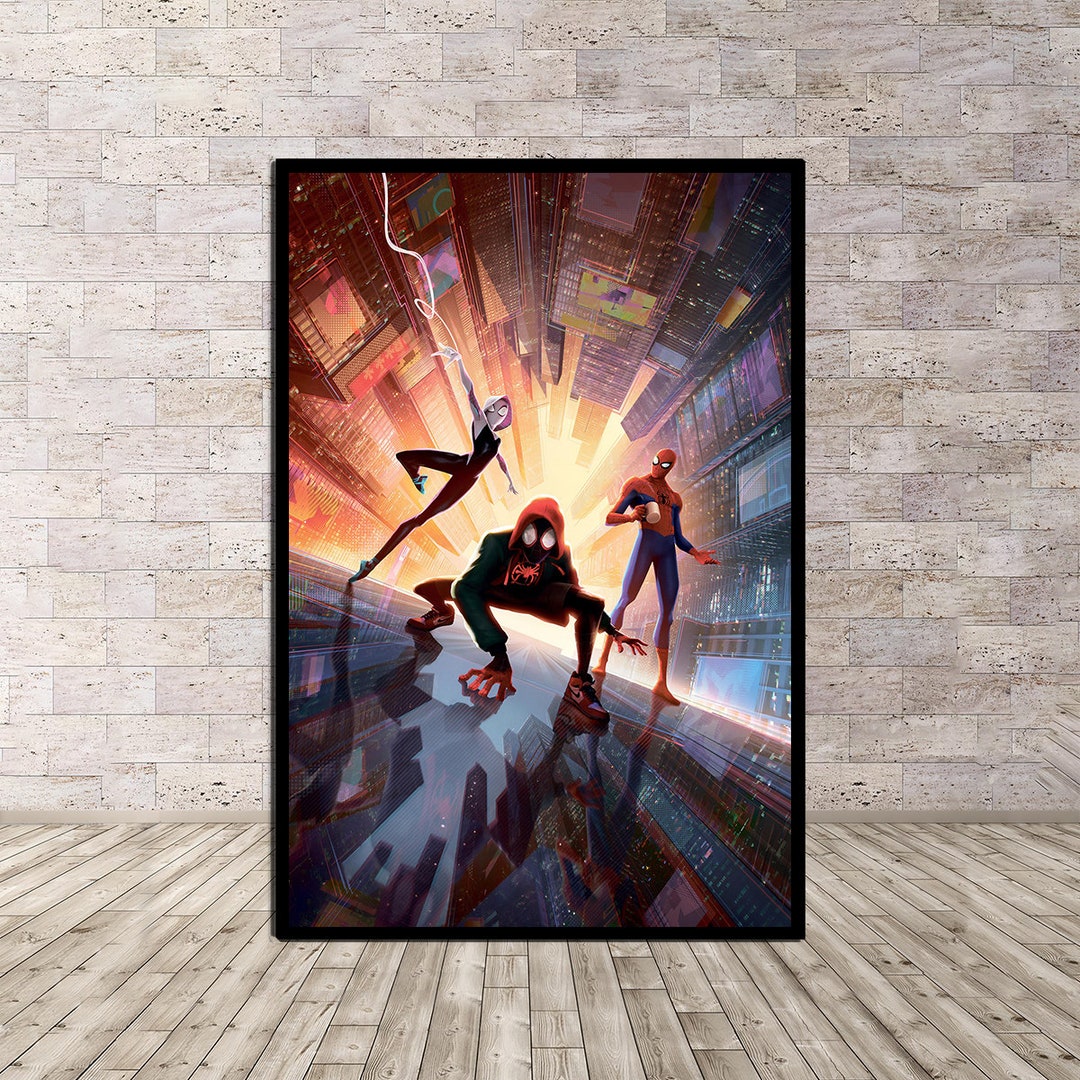 Miles Morales Spider-man Gwen Ham Spiderverse Poster or Canvas Wall ...