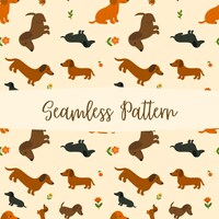 Wiener Dog Dachshund Seamless Pattern, Digital Instant Download, Dog ...