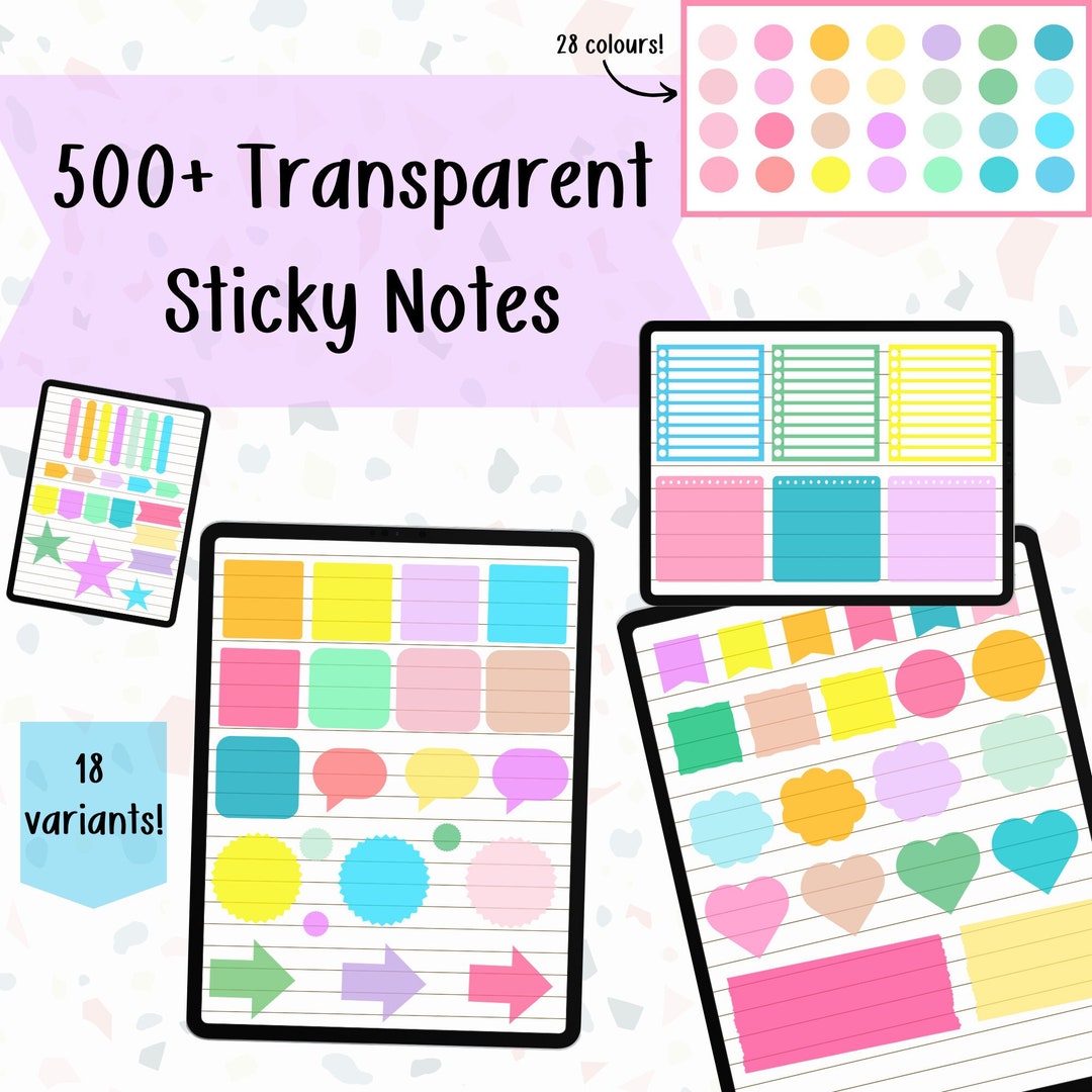 500+ Digital Transparent Sticky Notes for Goodnotes, Notability - 18 ...
