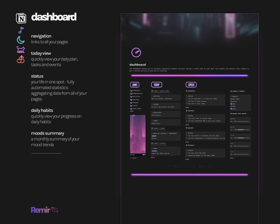 Cyberpunk Notion Planner ⊹ All-in-one ⊹ Ultimate Planner for Your Life ...