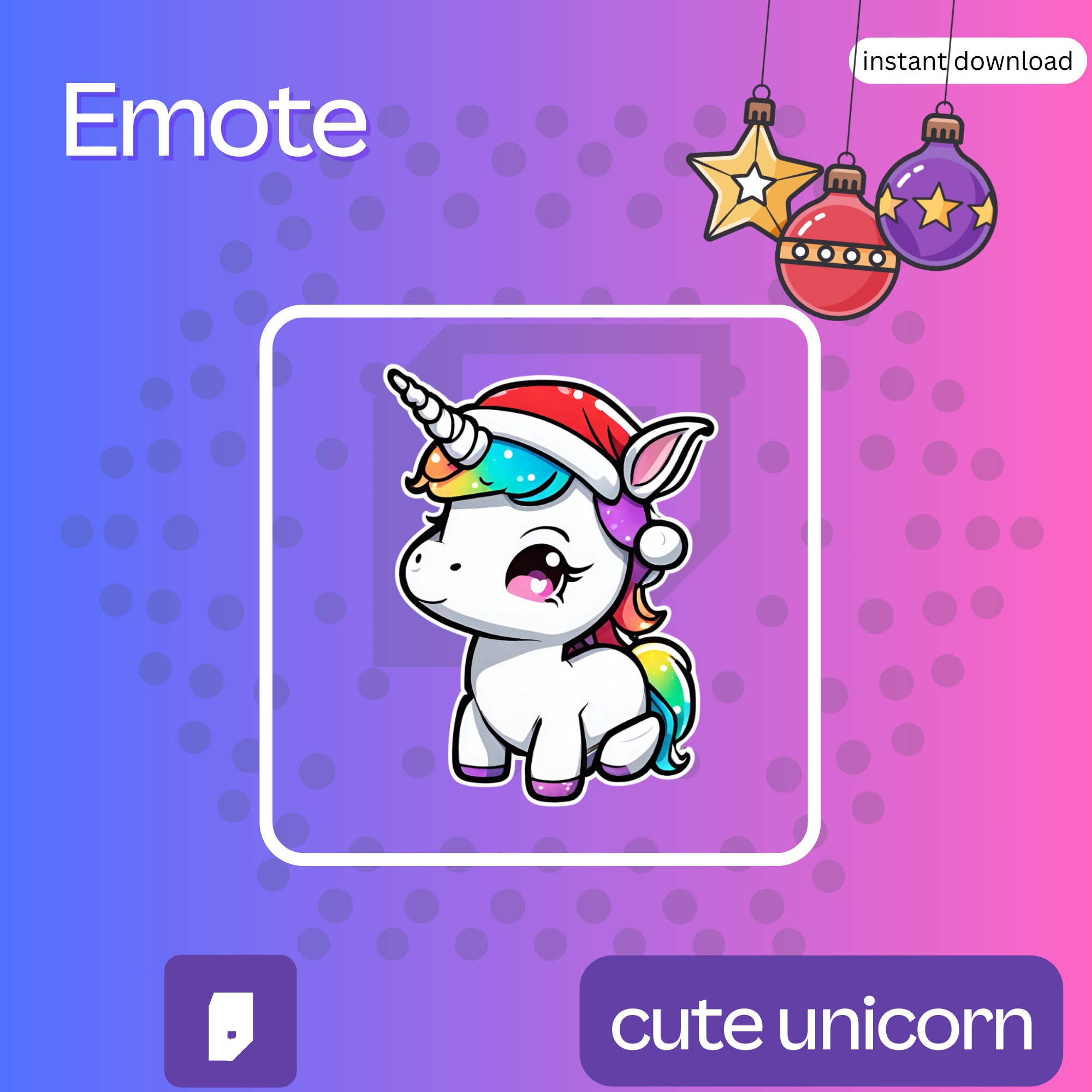 Twitch Christmas Unicorn Emote Chain Stitch Design Perfect - Etsy