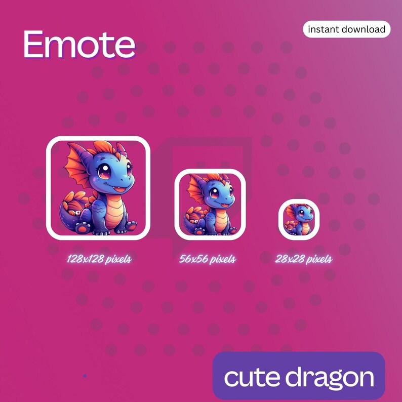 Emote "cute Dragon" - Customizable Streaming Asset, Dynamic Dragon ...