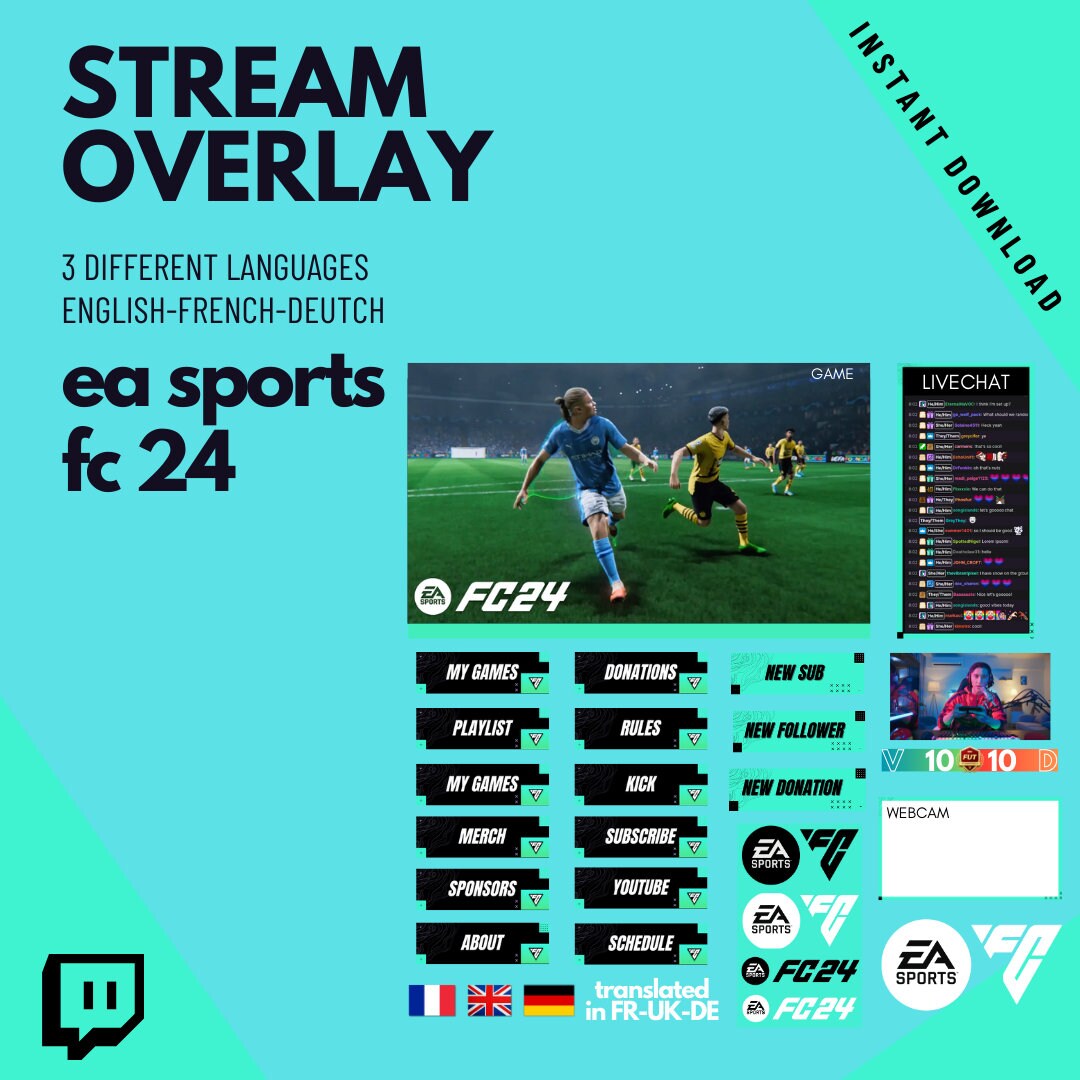 Fifa EA sports FC 24 theme pour streamer sur Twitch Fr-Uk-De - Etsy France