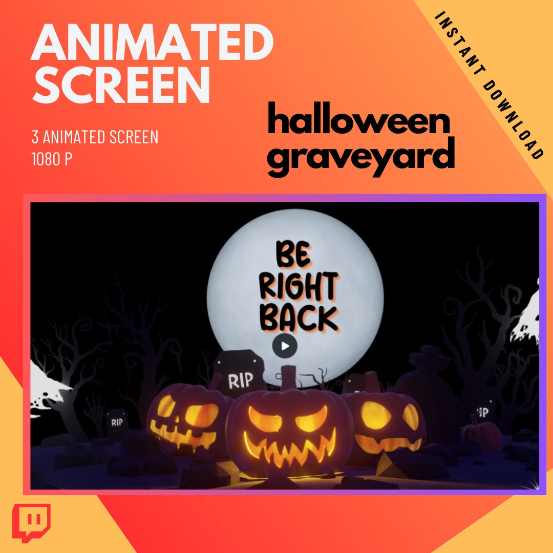 3 Animated Halloween Screens, Spooky Cemetery, Perfect for Twitch ...