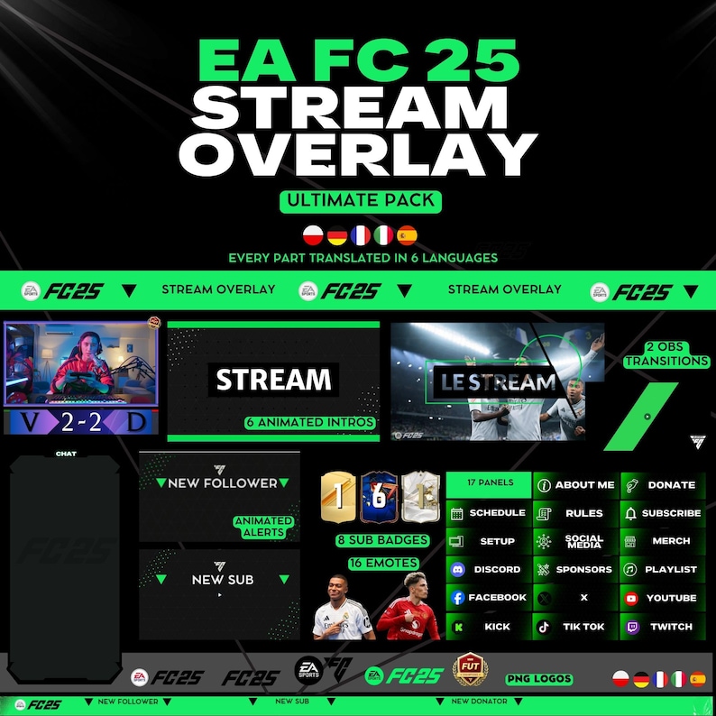 EA FC 25 Stream Overlay Ultimate Pack- Content for Twitch , Youtube ...