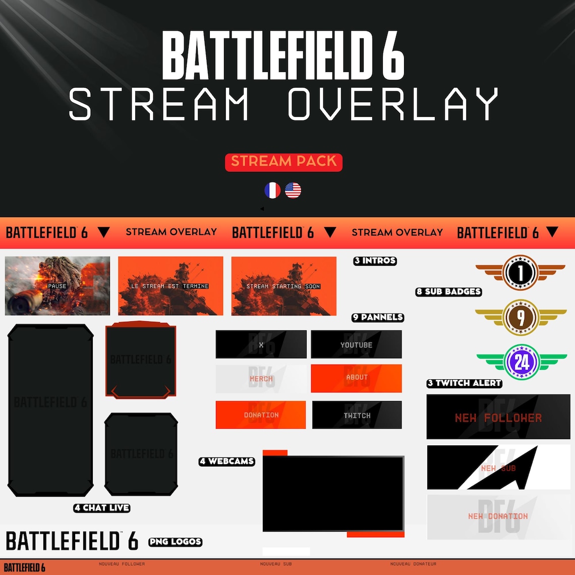 Battlefield 6 Streaming Overlay - English & French - Perfect for Twitch ...