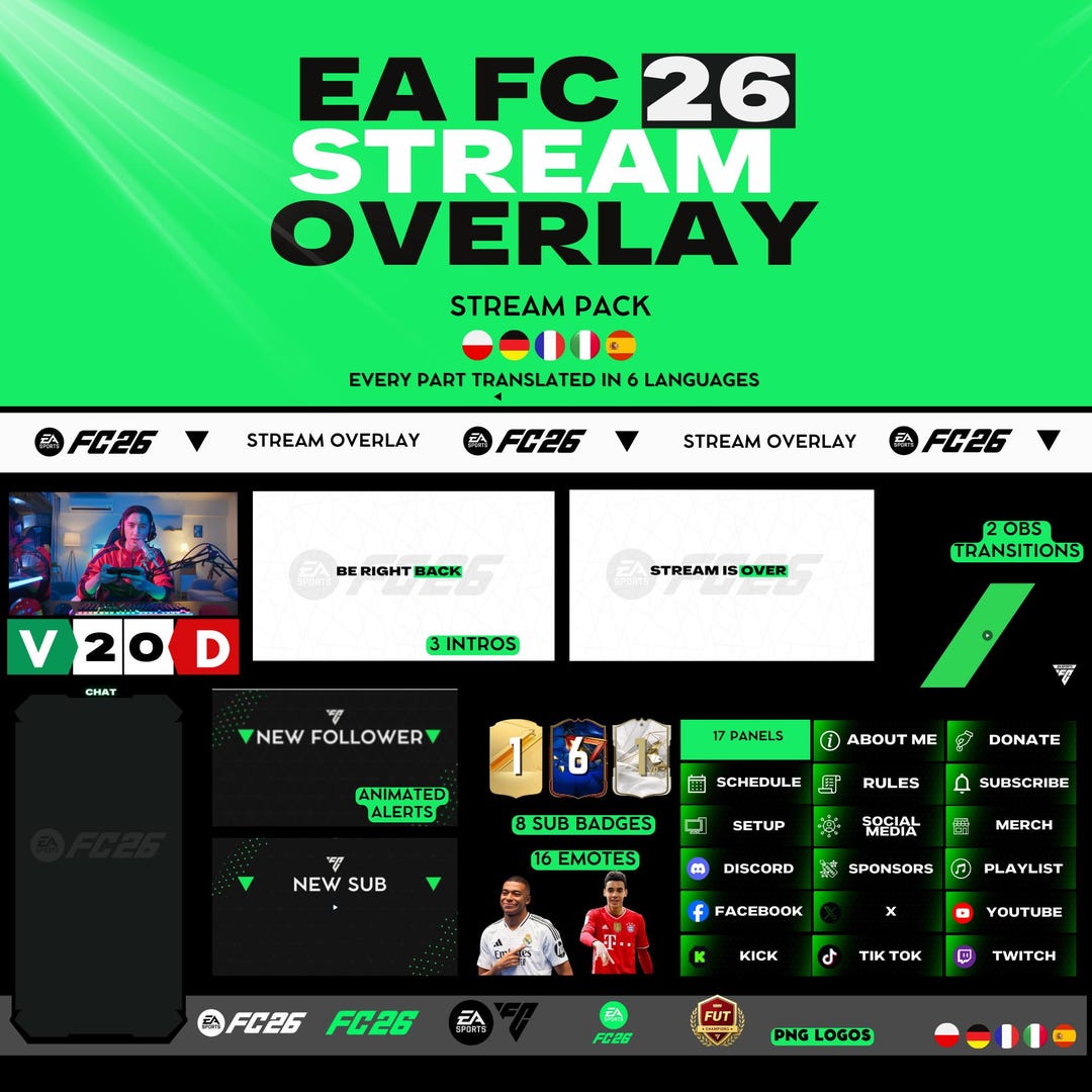 EA FC 26 Stream Overlay Ultimate Pack- Content for Twitch , Youtube ...