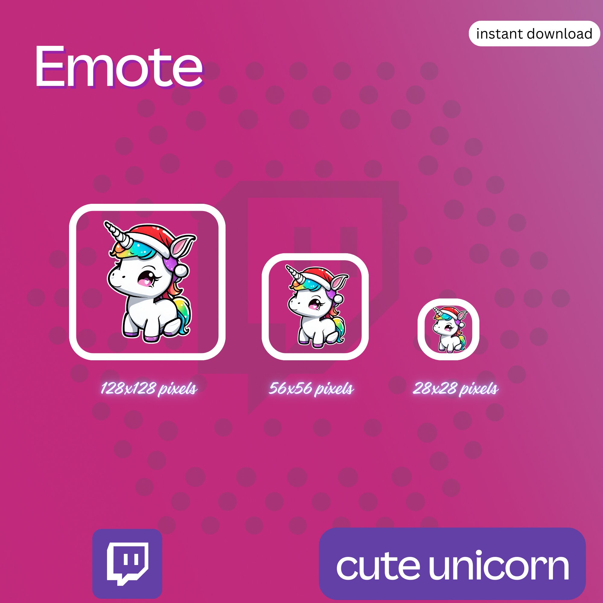 Twitch Christmas Unicorn Emote Chain Stitch Design Perfect - Etsy