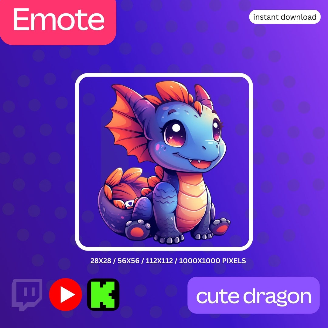 Emote "cute Dragon" - Customizable Streaming Asset, Dynamic Dragon ...