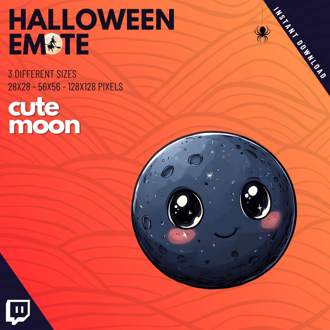 Halloween Cute Moon Channel Point Twitch Emote, Streaming Accessory ...