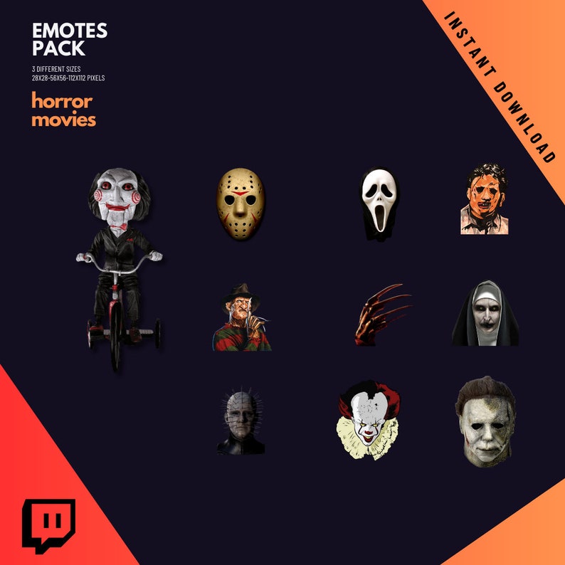 Halloween 10 Emote Horror Film Pack, Twitch Streamer Essentials, Cult ...