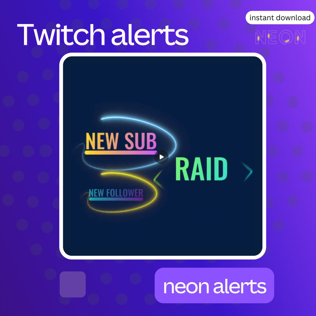 Neon Minimalist Stream Alert Kit - Follower, Subscriber, Raid - Perfect ...