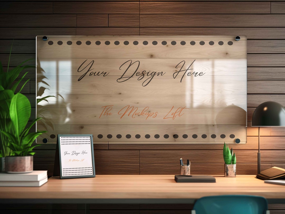Acrylic Office Sign Mockup, Clear Glass Mockup, Perspex Design Mockup ...