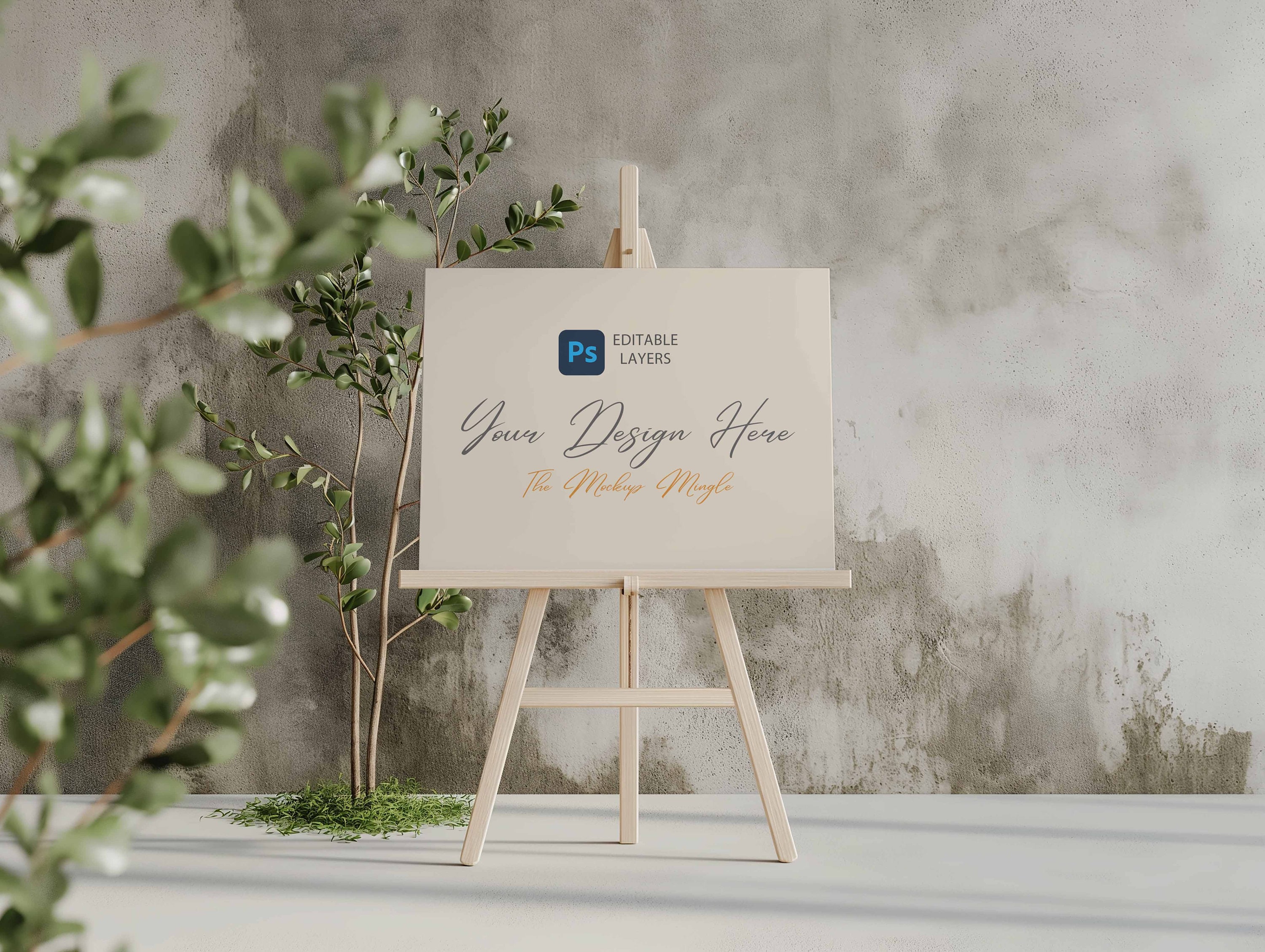 Elegant Welcome Sign Mockup 36x24 PSD Smart Object Template, 4:3 Ratio ...