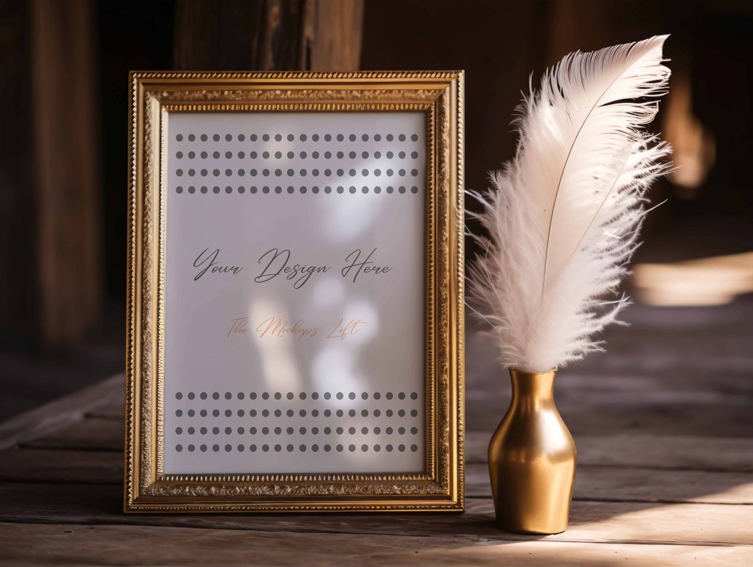Wedding Sign Frame Mockup - Gold Boho 8x10 Table Frame - Party Sign ...