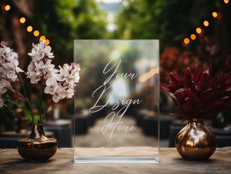 Acrylic Table Sign Mockup PSD - Digital Sign Template for Wedding ...