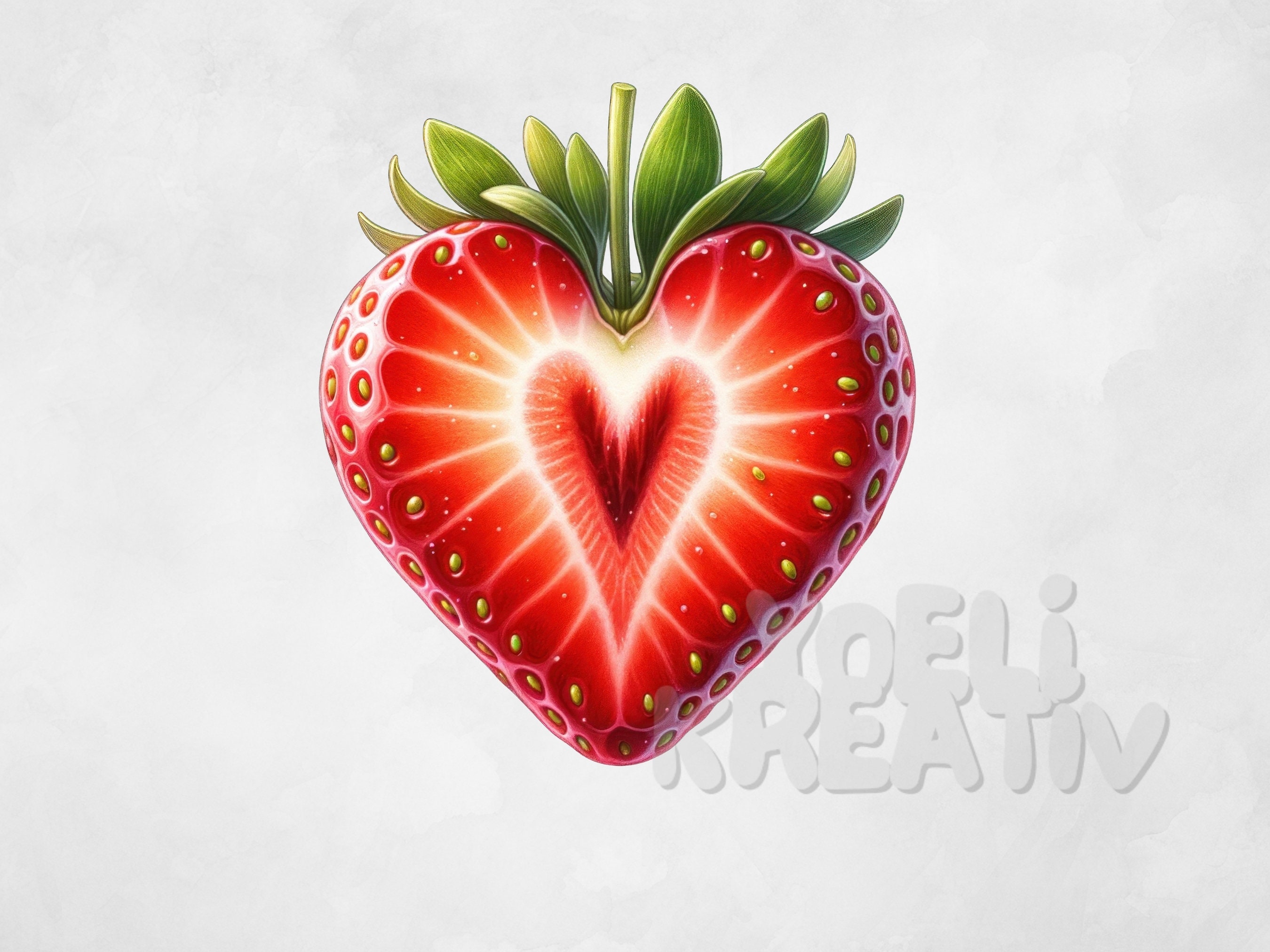 Watercolor Strawberries Clipart Strawberries Heart Clipart Valentine ...
