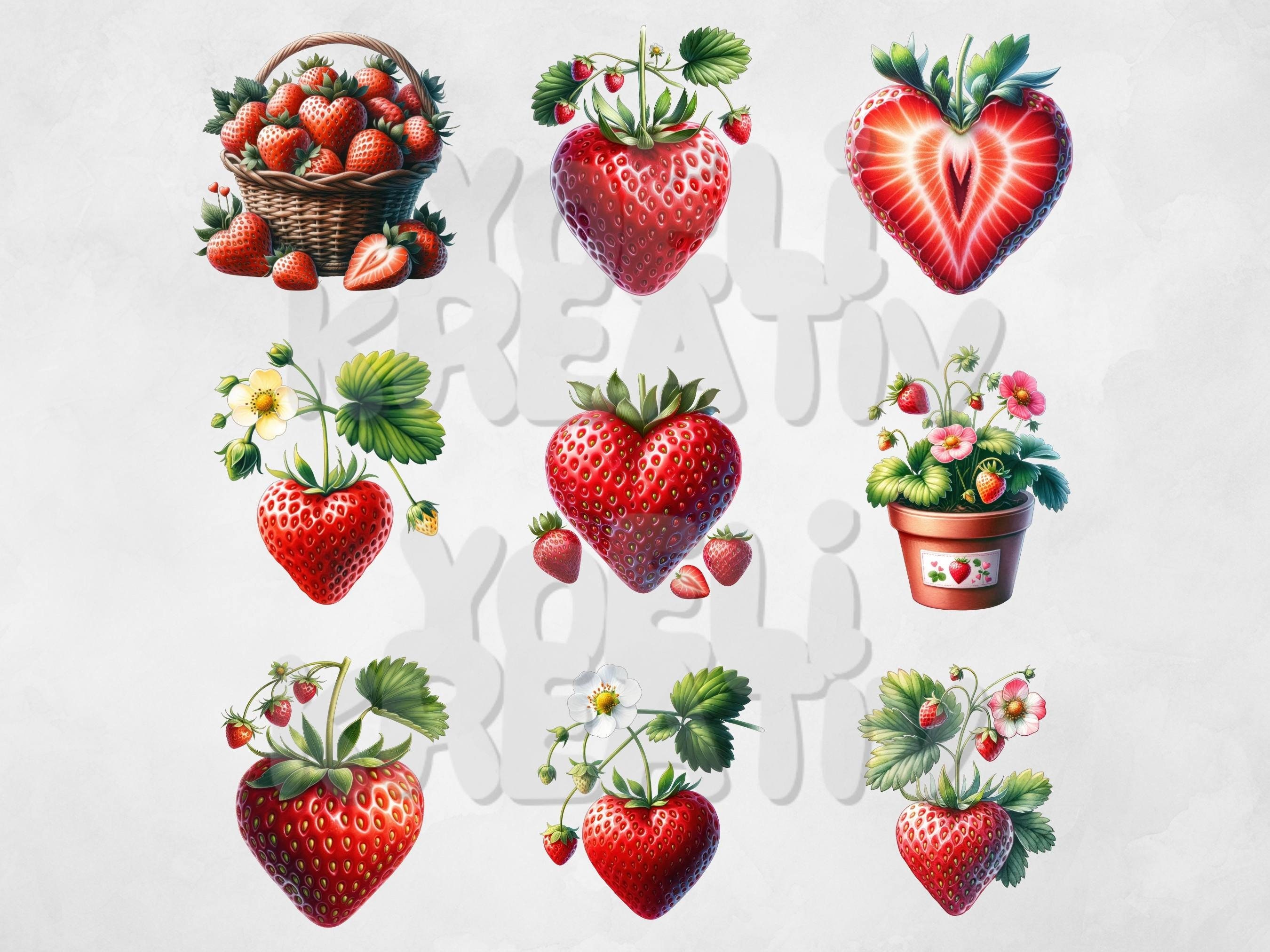 Strawberries Heart Clipart Watercolor Strawberries Clipart Valentine ...