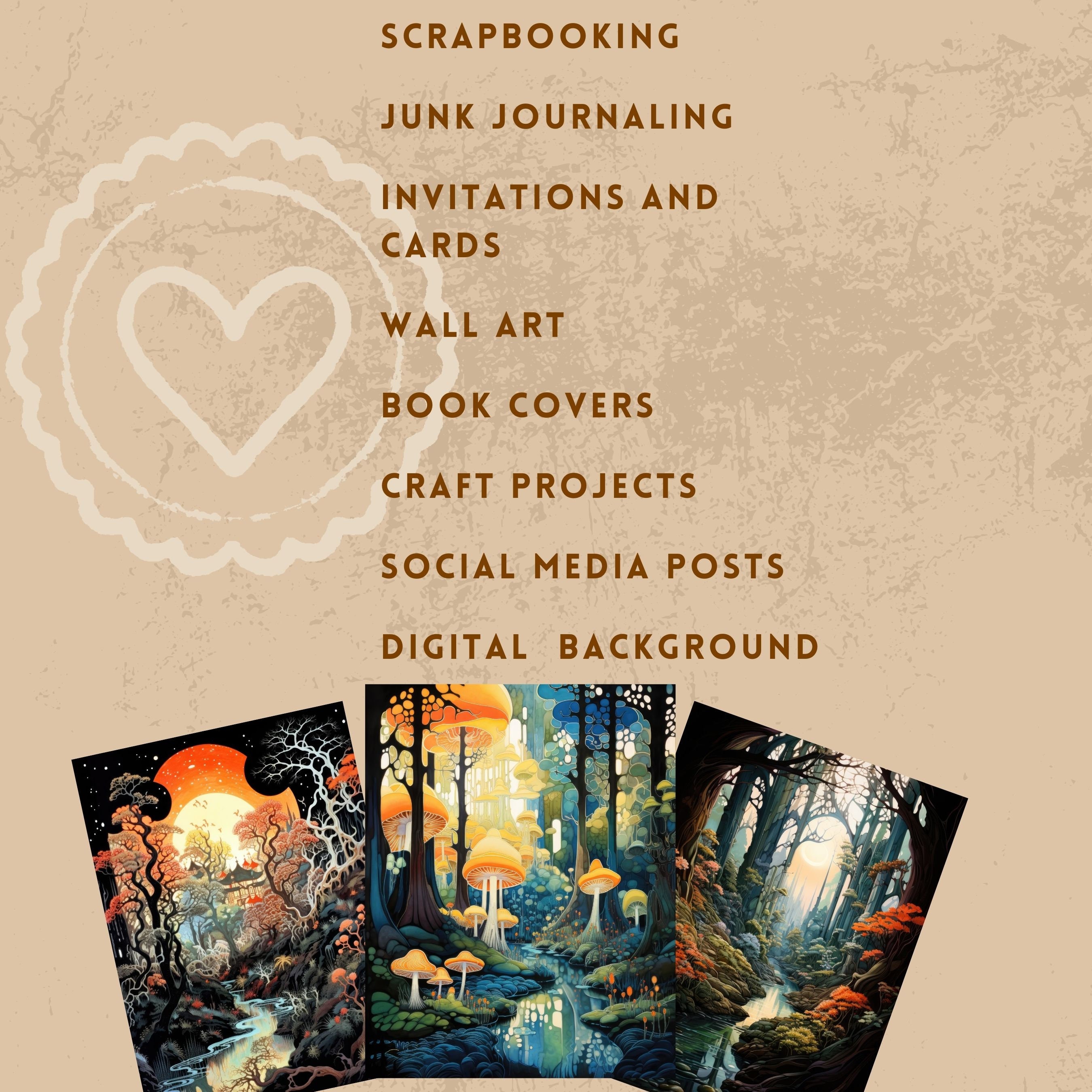 Enchanted Forest Digital Paper Printable Fantasy Mushroom Forest ...