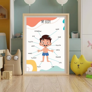 Boys My Body Printable Learning Tool Poster A3 - Etsy