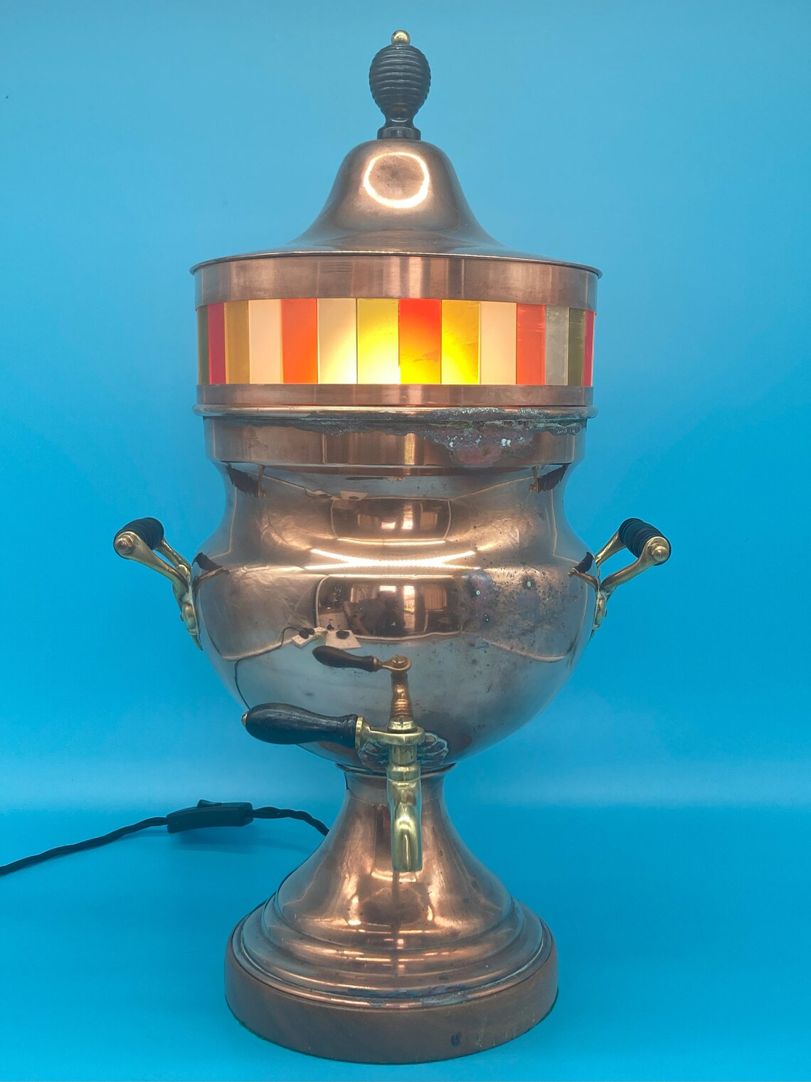 A Vintage Copper & Brass Indian Tea Urn Upcycled Into an Electric Lamp ...