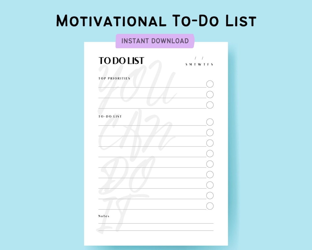 Minimalist Motivational To-do List | Printable Daily Planner | Task ...