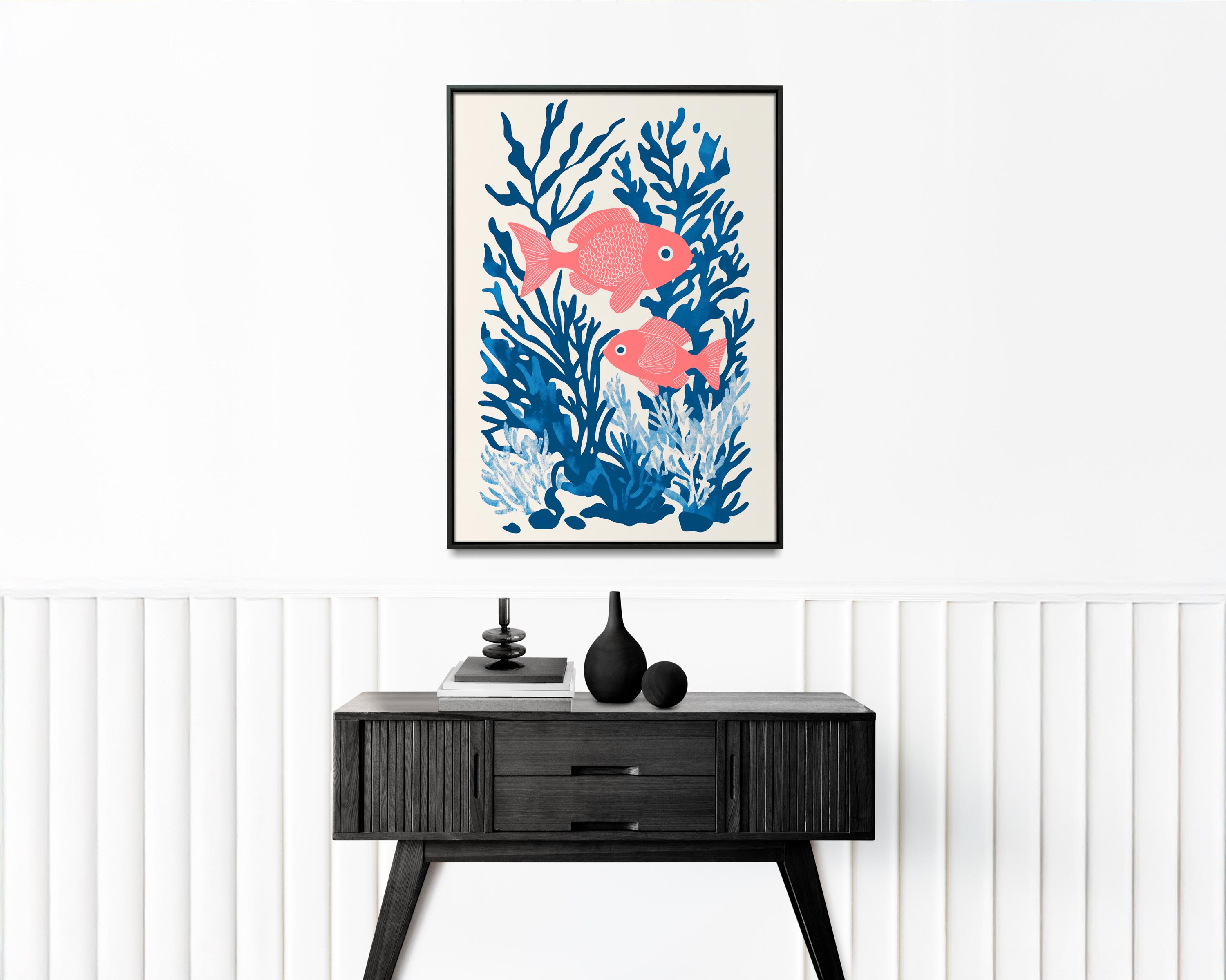 Pastel Coral Reef Sardinia Fish Wall Art, Nautical Underwater Ocean ...