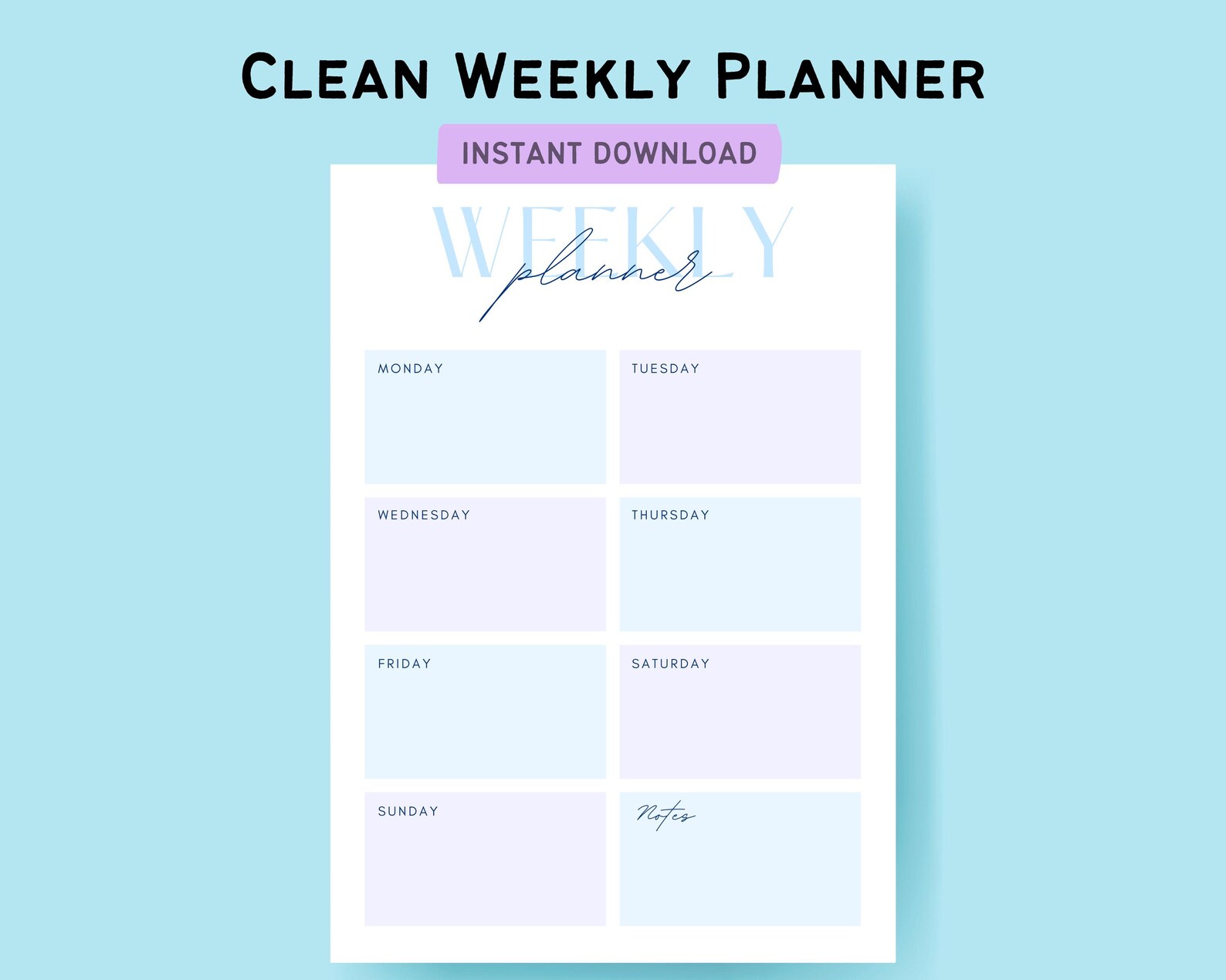 Minimalist Weekly Planner | Printable Weekly Schedule | Aesthetic ...