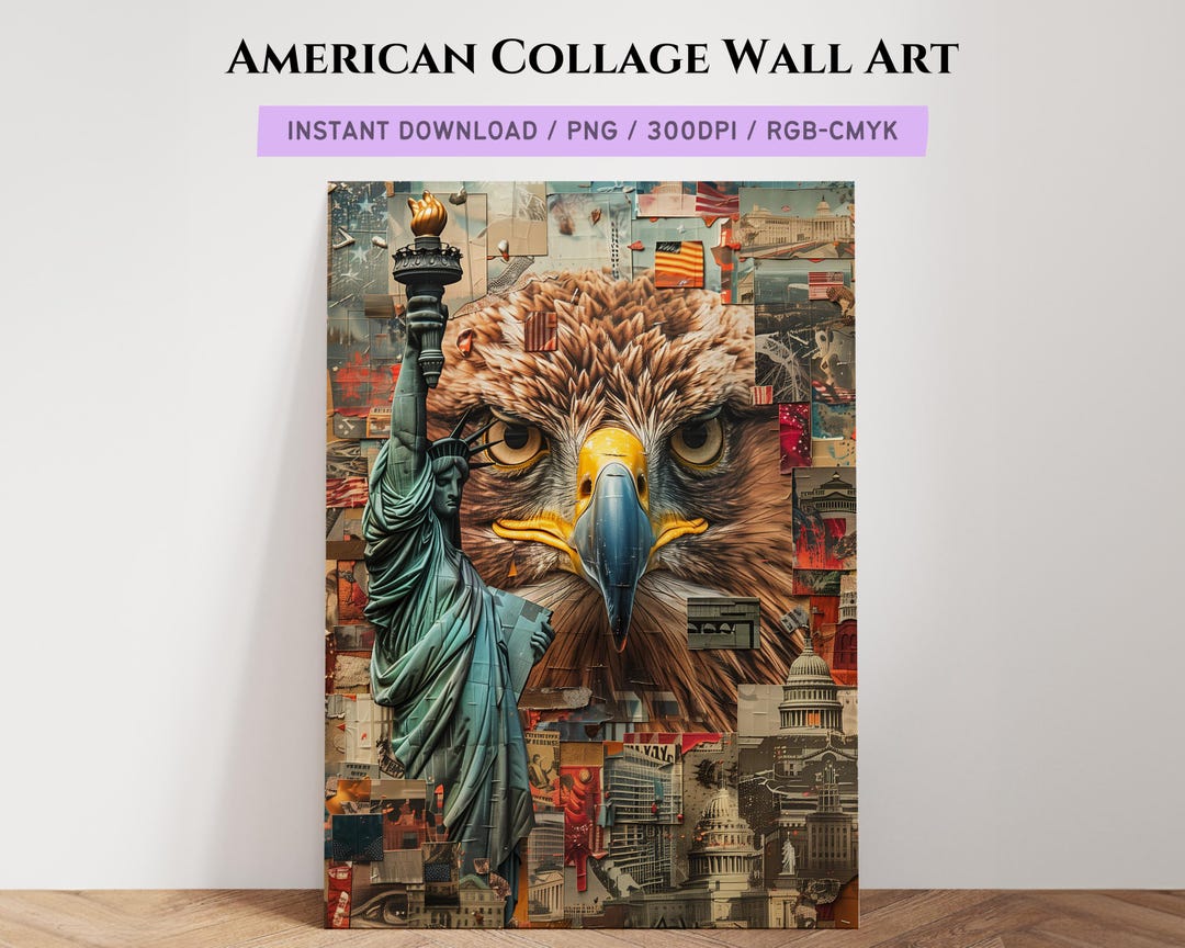 American Patriotism Collage Download | Statue of Liberty & Bald Eagle ...