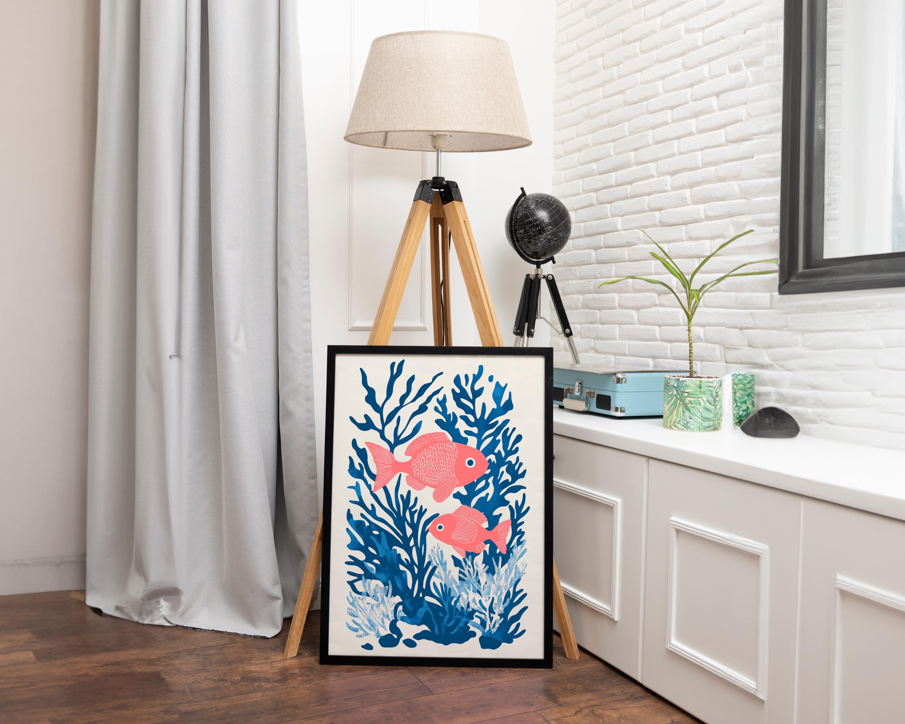 Pastel Coral Reef Sardinia Fish Wall Art, Nautical Underwater Ocean ...