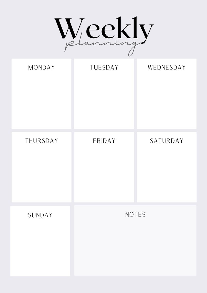 Minimalist Weekly Planner Printable Weekly Schedule Digital Weekly ...