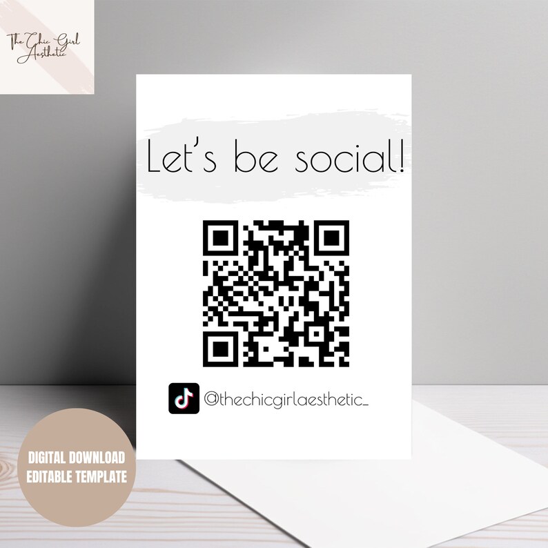 Editable Social Media QR Code Sign Template Business Social - Etsy