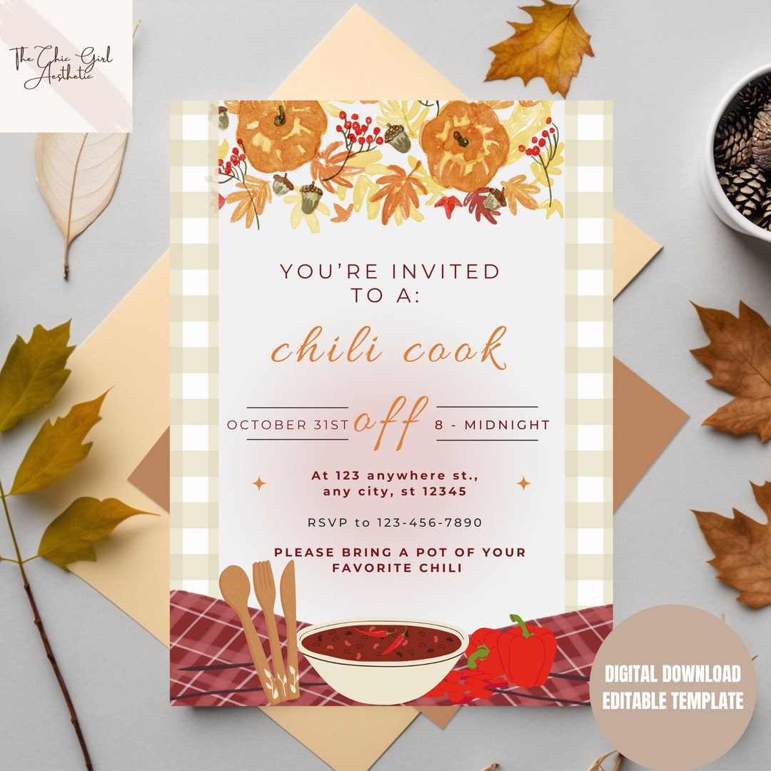 Editable Chili Cook off Invitation Chili Competition Chili - Etsy