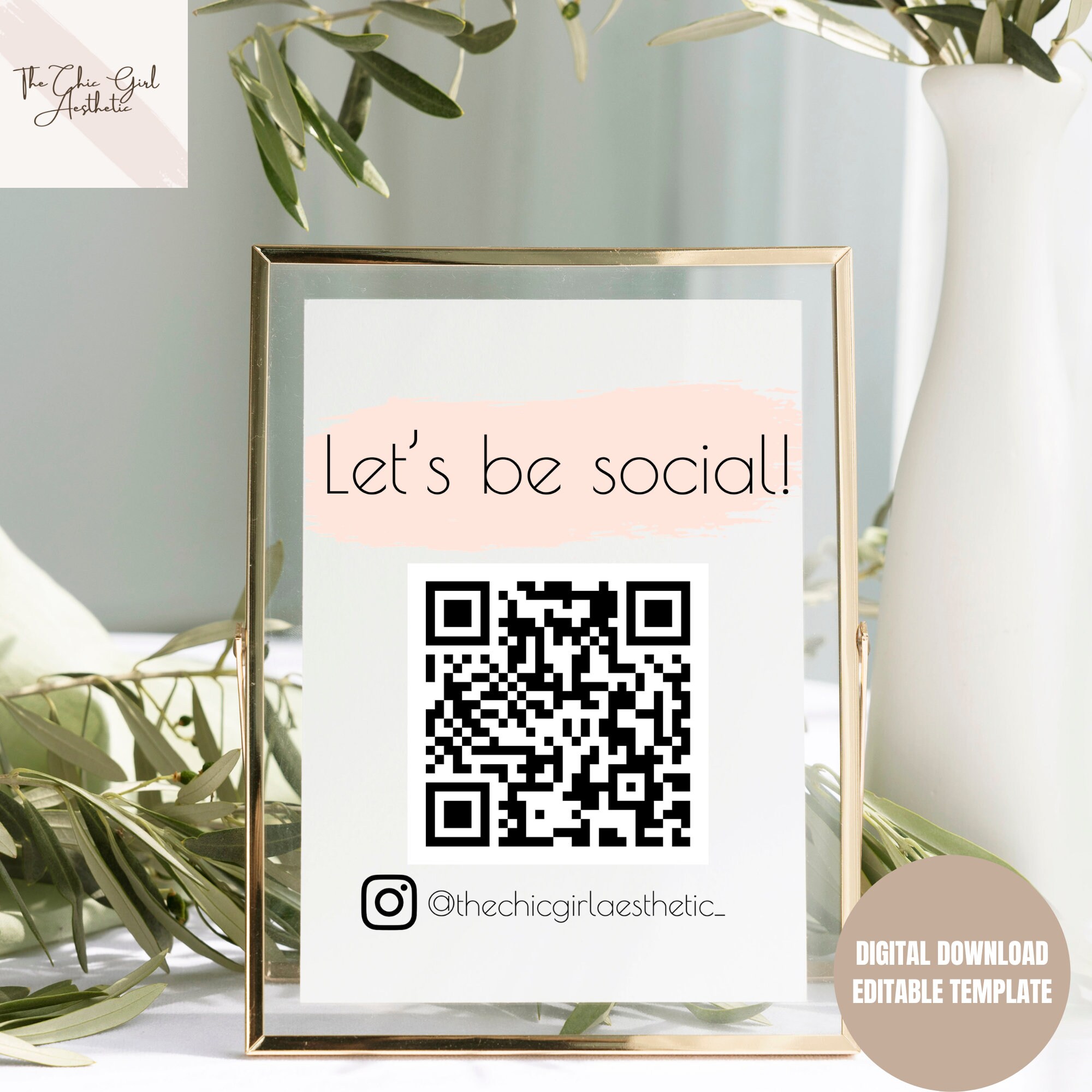 Editable Social Media QR Code Sign Template, Business Social Media QR ...