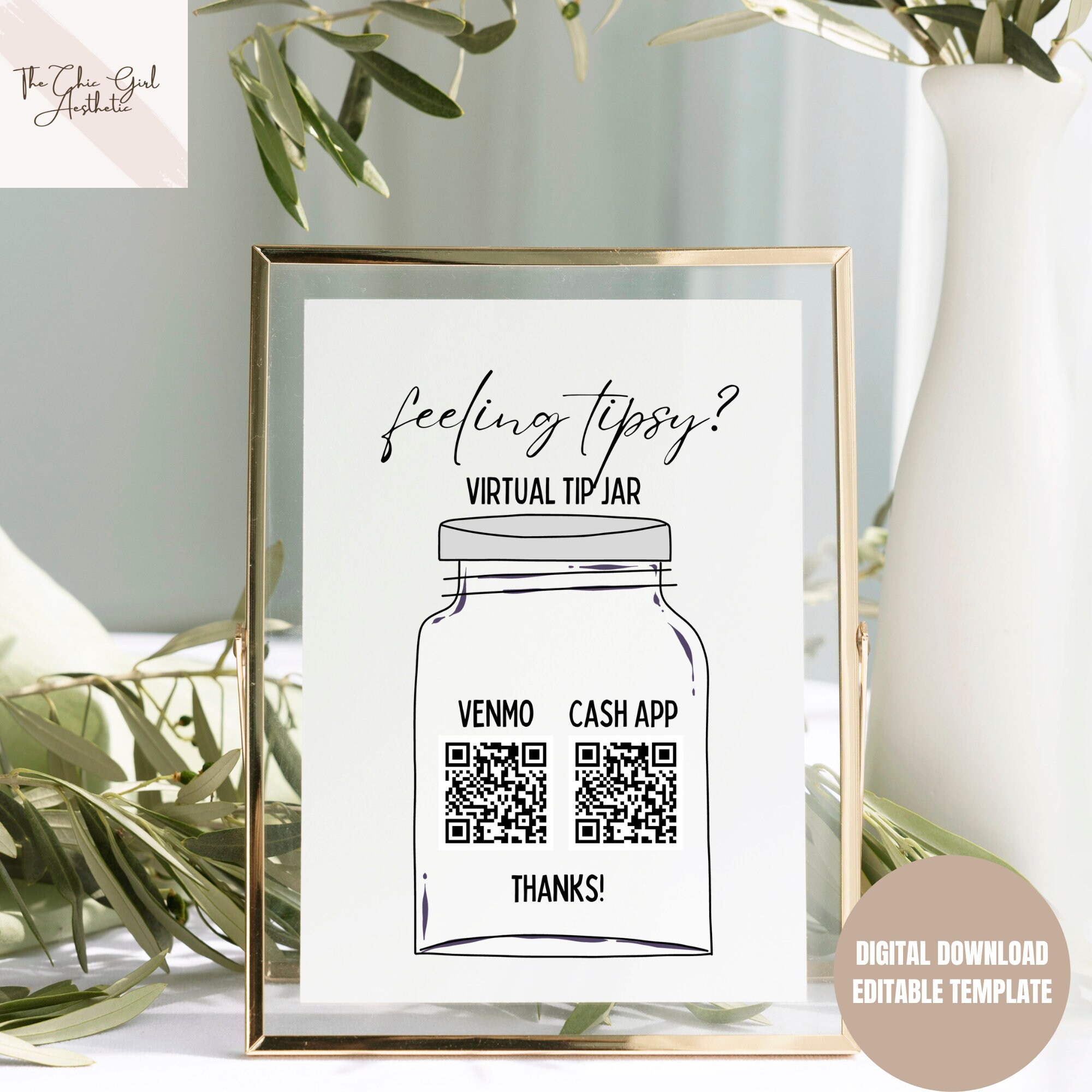 Editable QR Code Sign Template Tip the Bartender Sign - Etsy