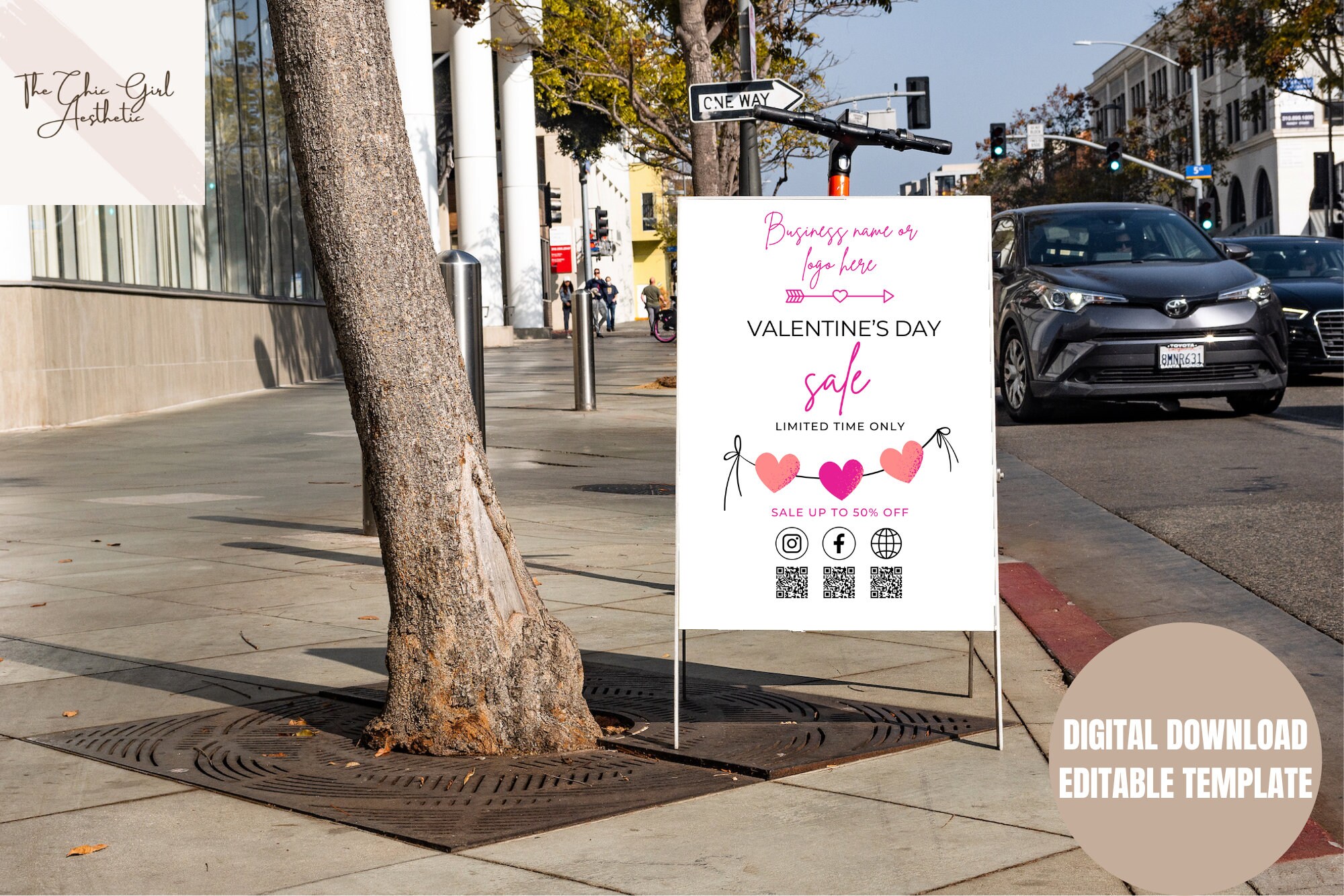 Editable Valentine's Day Sidewalk Sign, A-frame Sign, QR Code Business ...