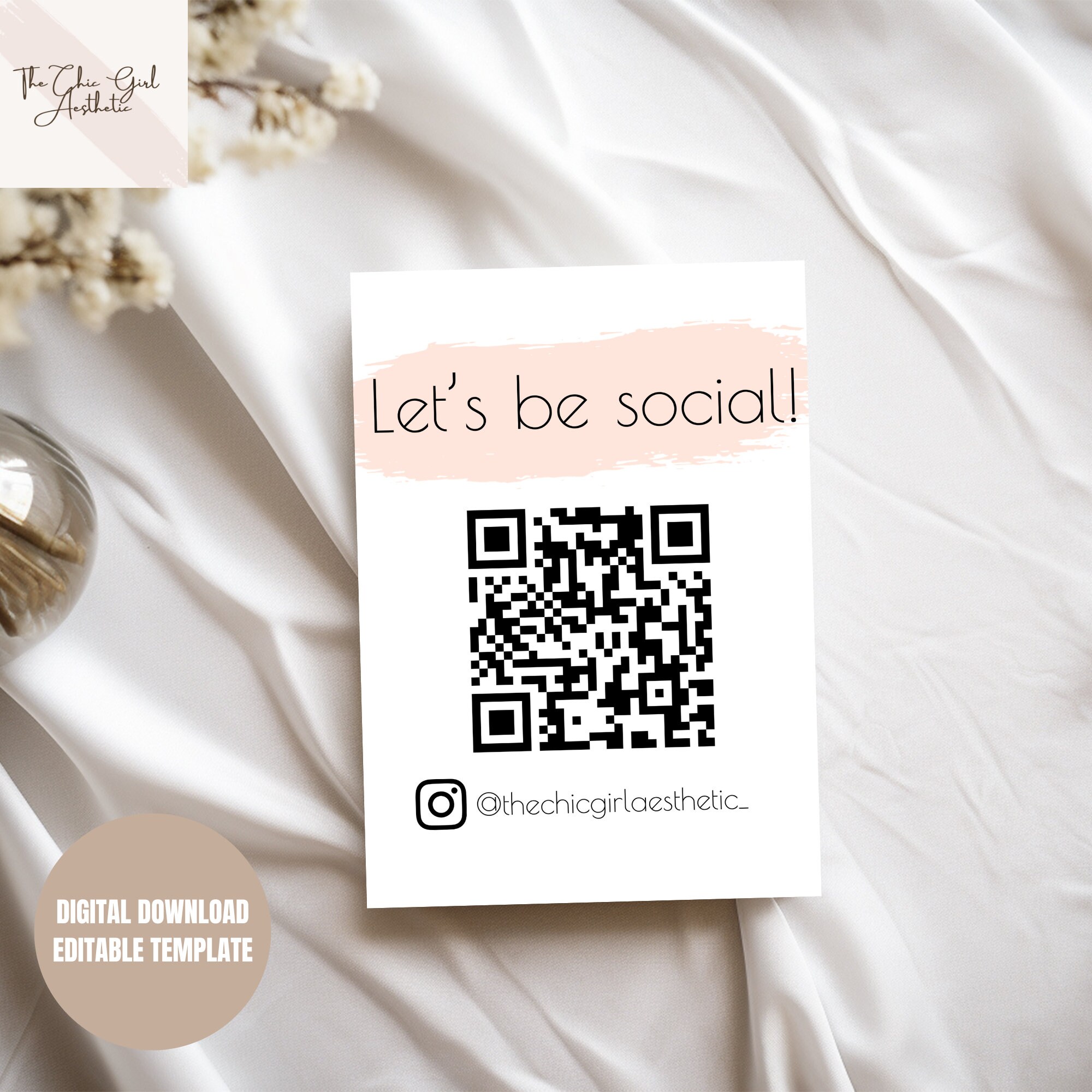 Editable Social Media QR Code Sign Template, Business Social Media QR ...