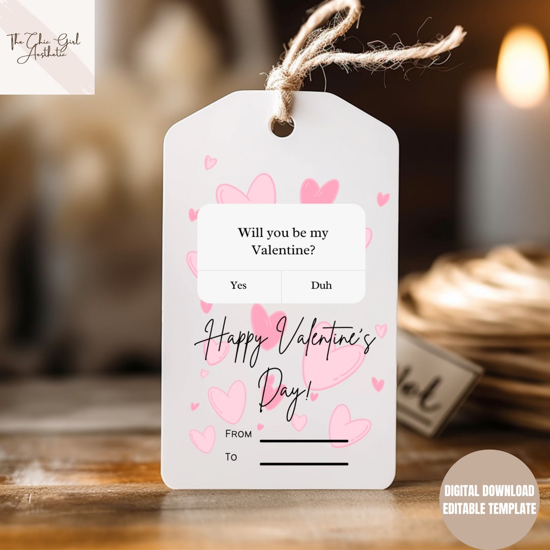 Editable Will You Be My Valentine Gift Tag, Lollipop Valentines Gift ...