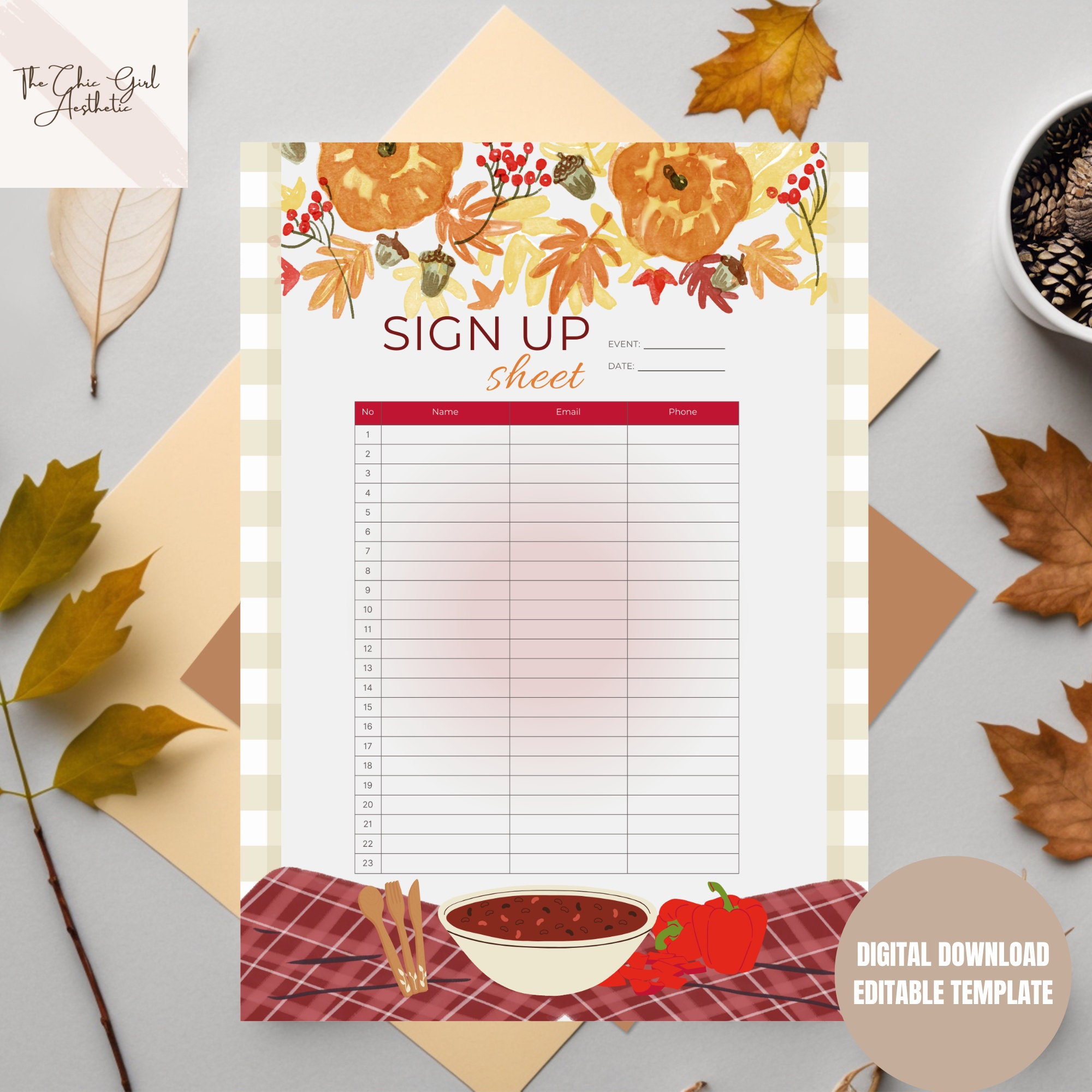 Editable Chili Cook off Sign up Sheet, Chili Competition Invitation ...