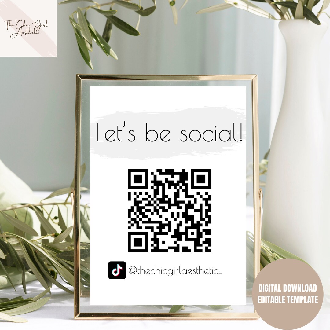 Editable Social Media QR Code Sign Template Business Social - Etsy