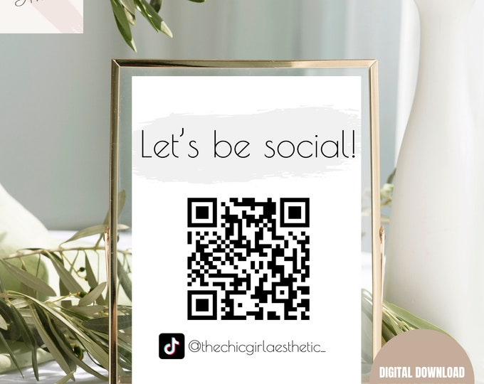 Editable Social Media QR Code Sign Template, Business Social Media QR ...