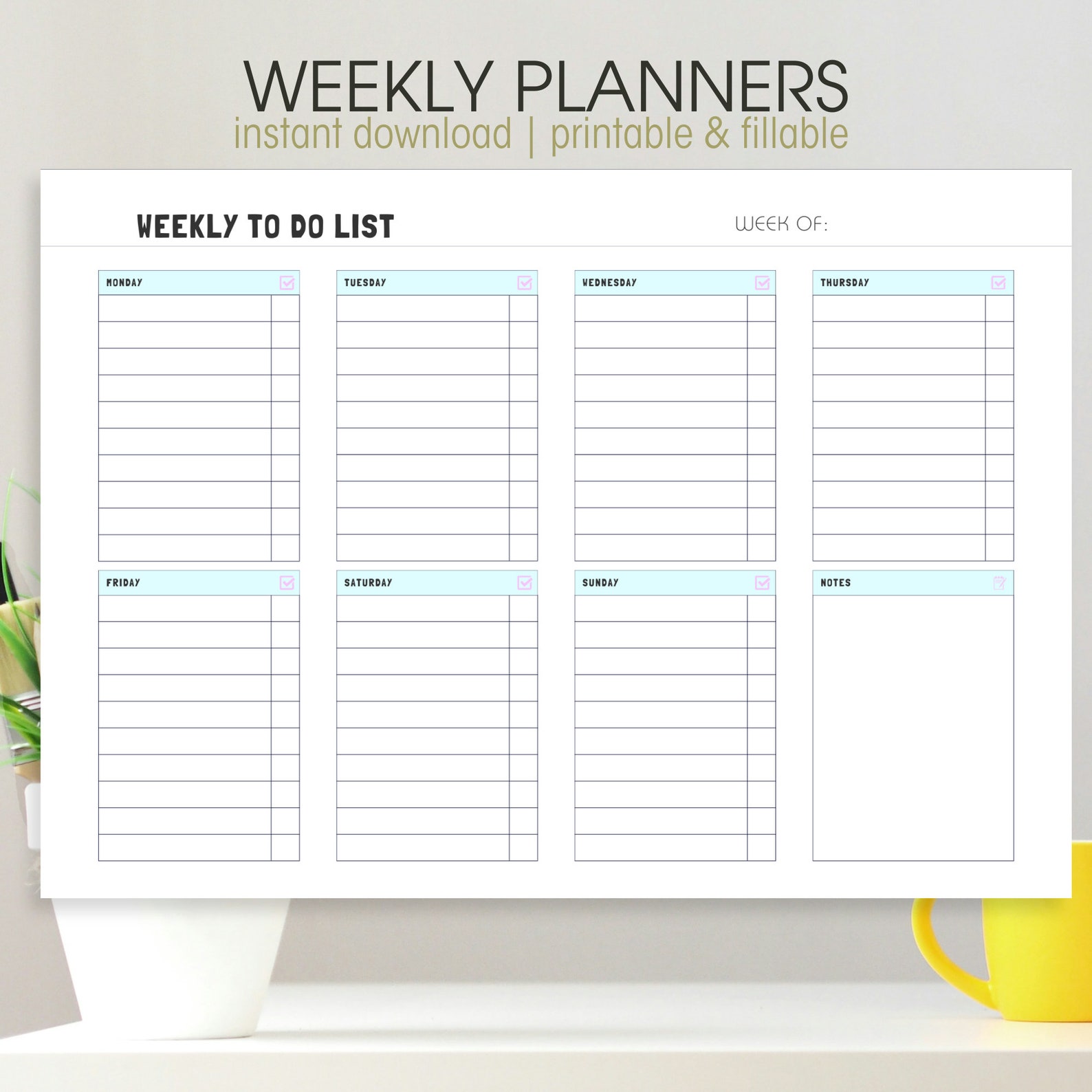 Printable Weekly Planner A4 Size Downloadable and Fillable Planners - Etsy