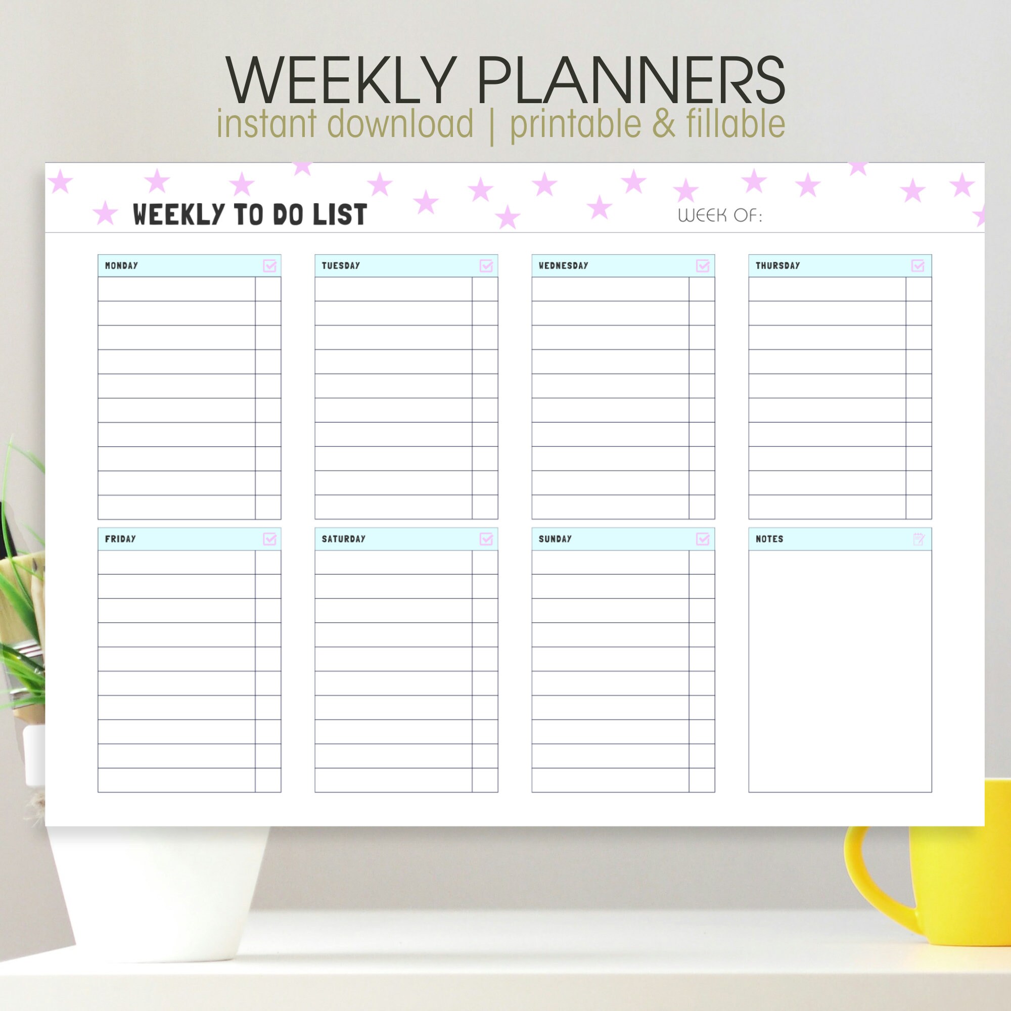 Printable Weekly Planner A4 Size Downloadable and Fillable Planners - Etsy